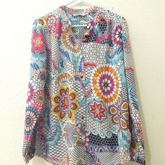 Desigual | Tops | Desigual Colorful Button Down Shirt Women | Poshmark